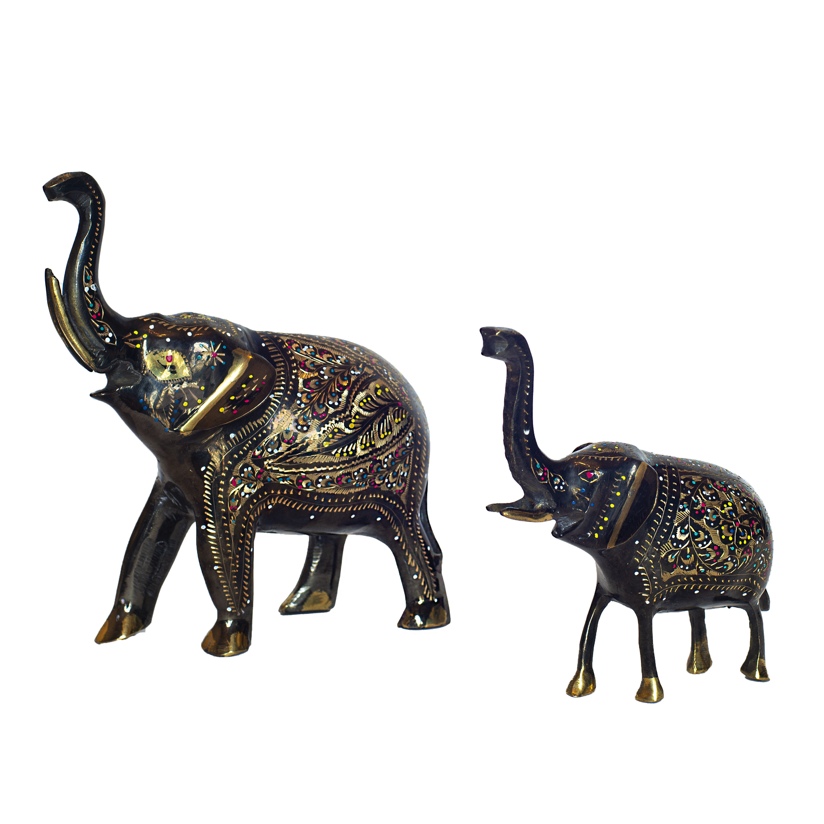 Brass Color Elephant Figurine Set, Decorative Sculptures for Home Déco ...